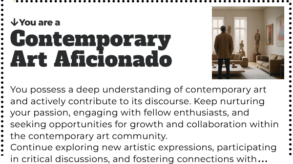 My Position in the Arts: Contemporary Art Aficionado - Uncool Artist